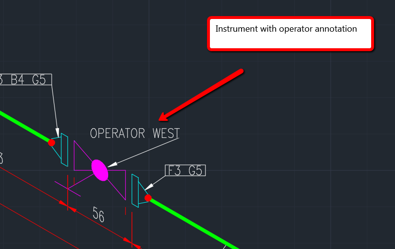 How to add operator annotations for instruments in isometric drawings
