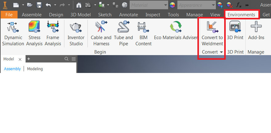 Inventor, can I convert a standard iam assembly to an weldment iam and ...