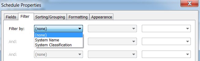 Can't filter by system type in pipe/duct fitting schedule in Revit