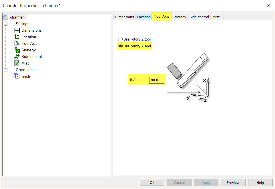 How wrap a chamfer around the C-axis in FeatureCAM