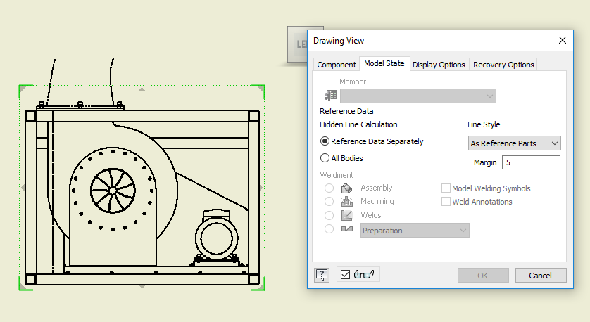 Part Set To Reference In An Inventor Assembly Is Cut Off Of The Drawing View When Placed 