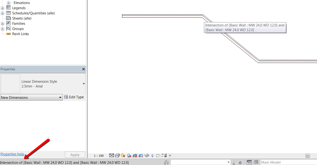 Aligning dimensions on angled walls in Revit