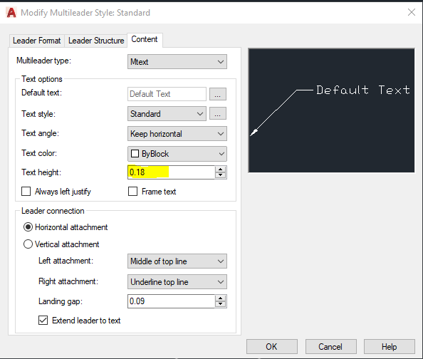 How To Set Default Height Of Text On Multileader