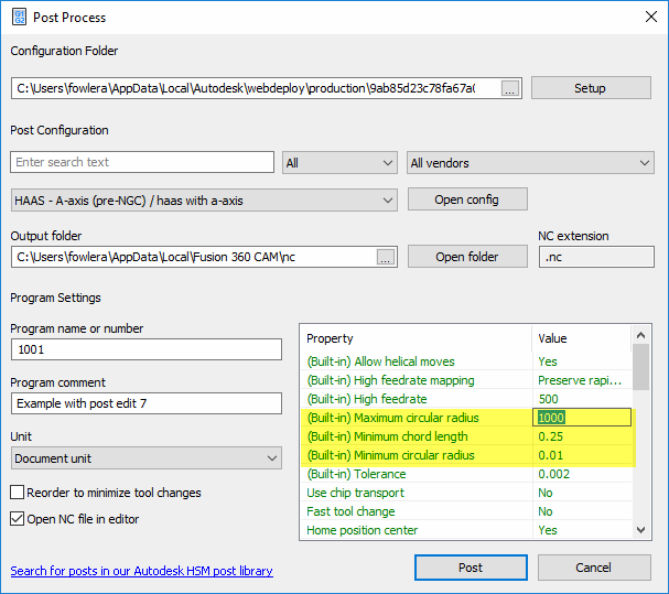 Fusion Help | Toolpath posts as linear segments instead of G2/G3 arcs in Fusion | Autodesk