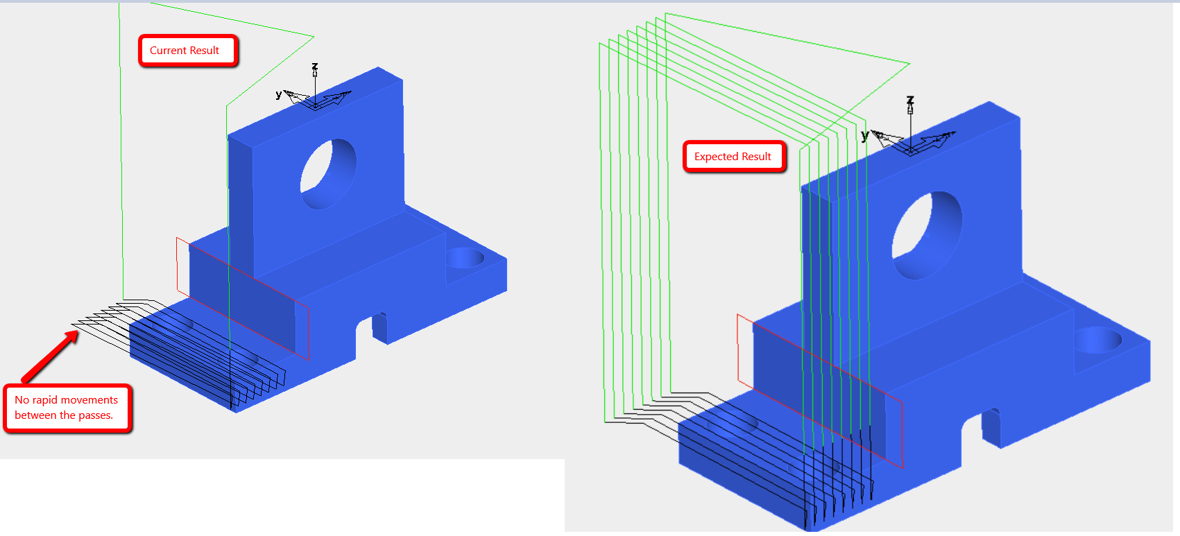 Tool is not using rapid or retract movements to step over in side feature in FeatureCAM
