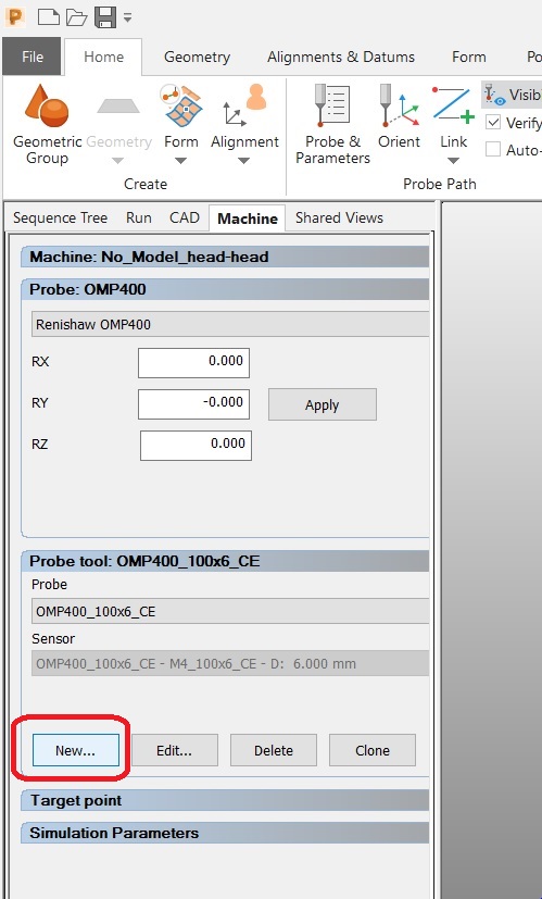 How to create new Probe assembly in PowerInspect OMV