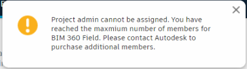 "Project admin cannot be assigned" appears when trying to activate a ...