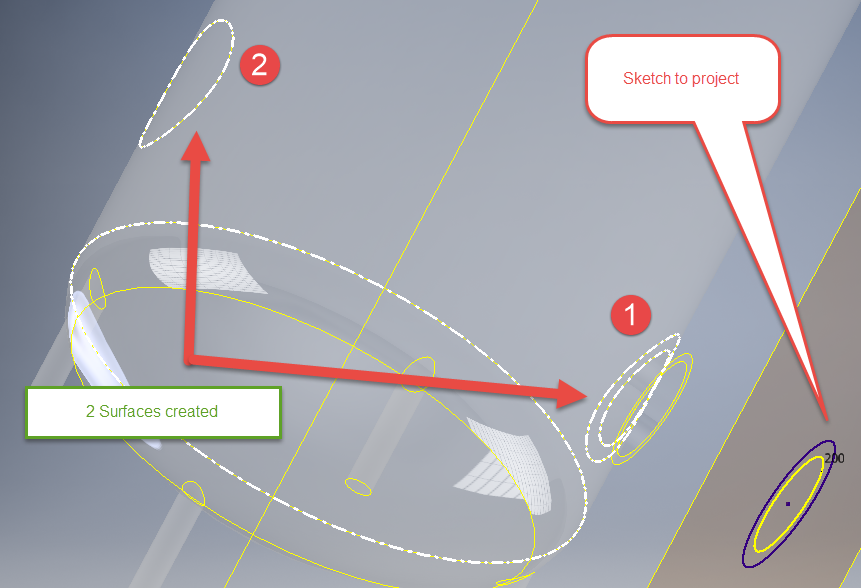 How to create circular cut in just on one side of a cylindrical surface ...