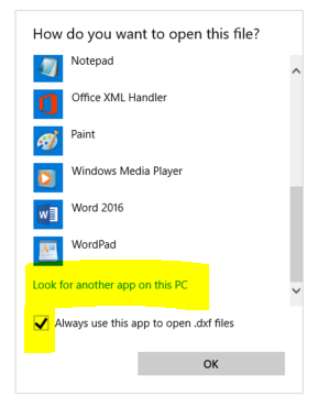 How to configure that the dxf file opens with double-clicking in AutoCAD