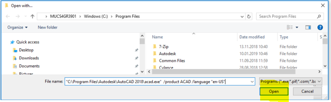 How to configure that the dxf file opens with double-clicking in AutoCAD