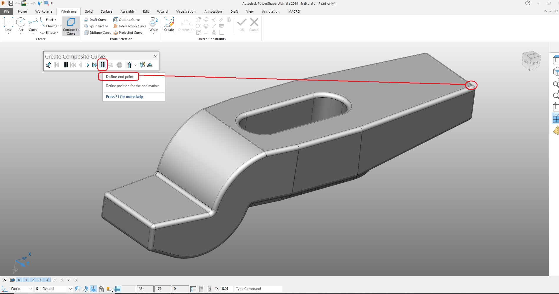 How to extract a curve or create a composite curve defining start point and end point in PowerShape.