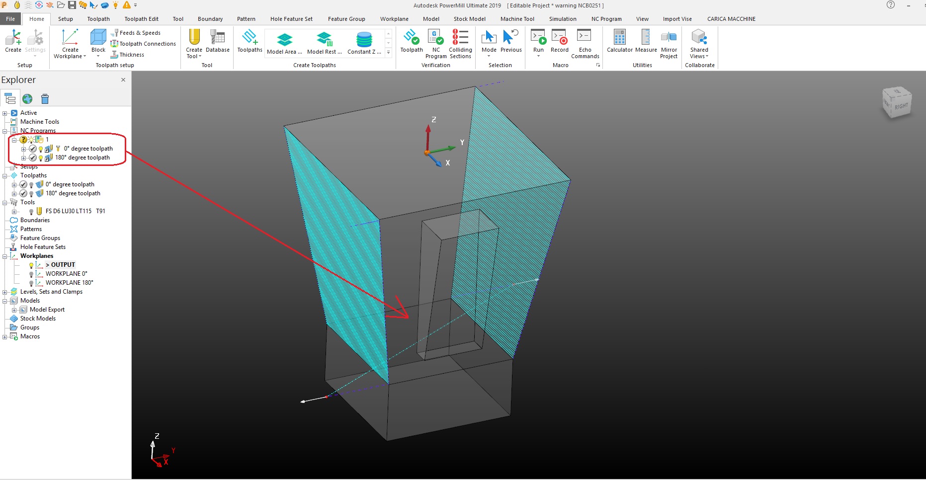 Getting "anti-parallel" message when postprocessing NC program containing consecutive toolpaths ...