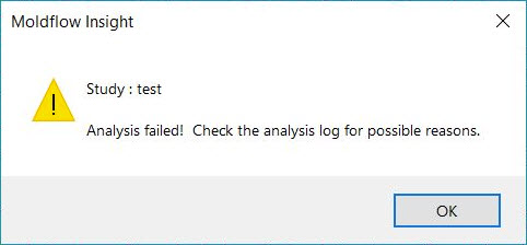 "Analysis failed!" shows, but analysis is completed in the Moldflow Simulation Job Manager ...