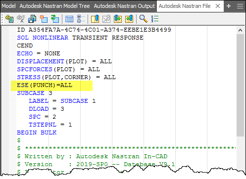 How to output strain energy in a Nastran analysis
