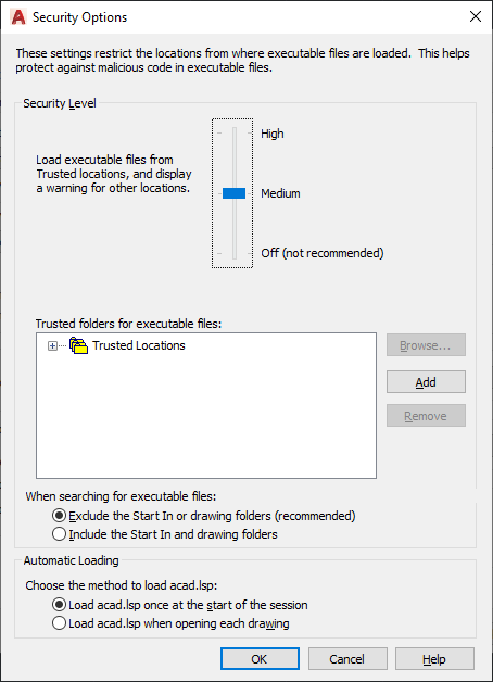 "This signed executable file is not located in a trusted folder... " when launching AutoCAD Products