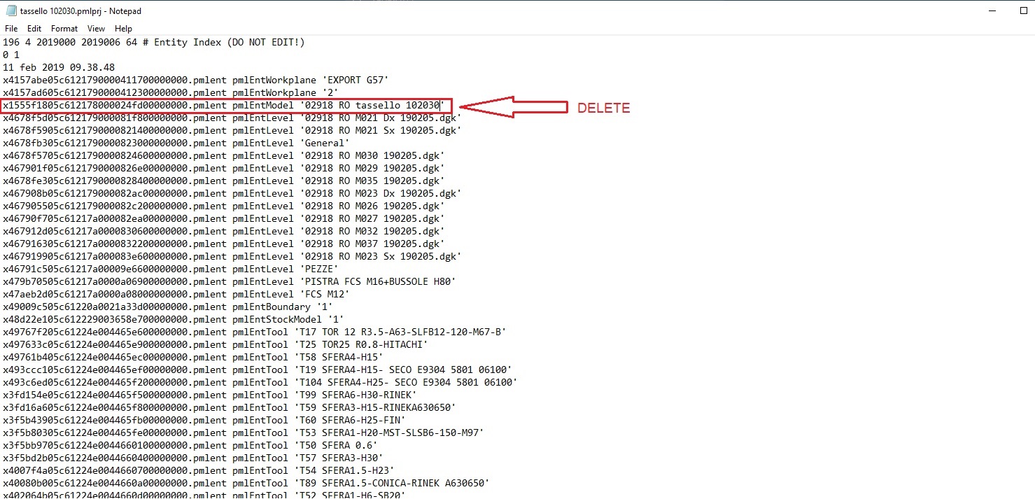 How to recover corrupt project removing the corrupted entity in PowerMill
