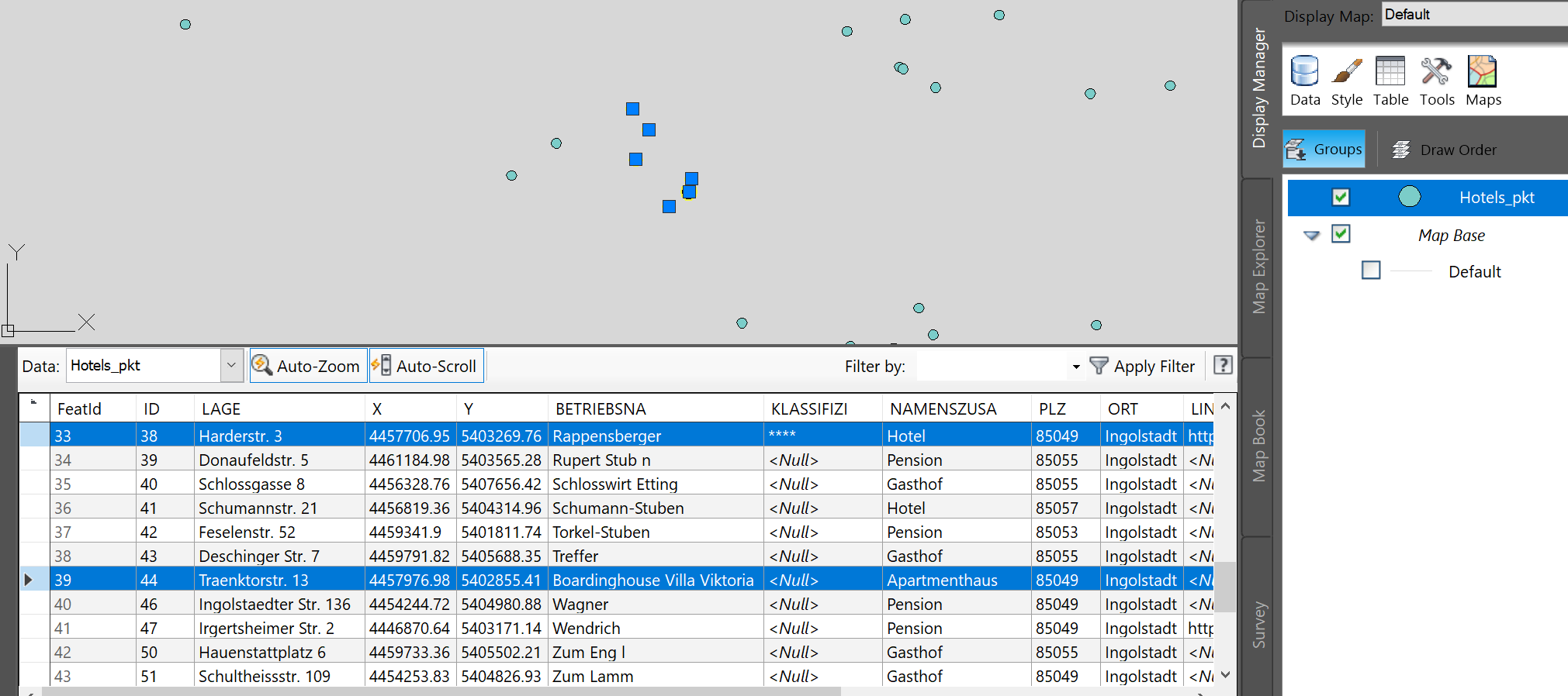如何将 Fdo 要素的表视图限制为在 Autocad Map 3d 或 Civil 3d 中过滤的要素