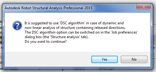 When DSC algorithm should be used in Robot Structural Analysis