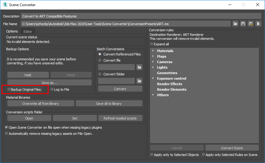 Backup files created when opening scenes in 3ds Max