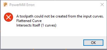 "A toolpath could not be created from the input curves" when calculating a toolpath in PowerMill