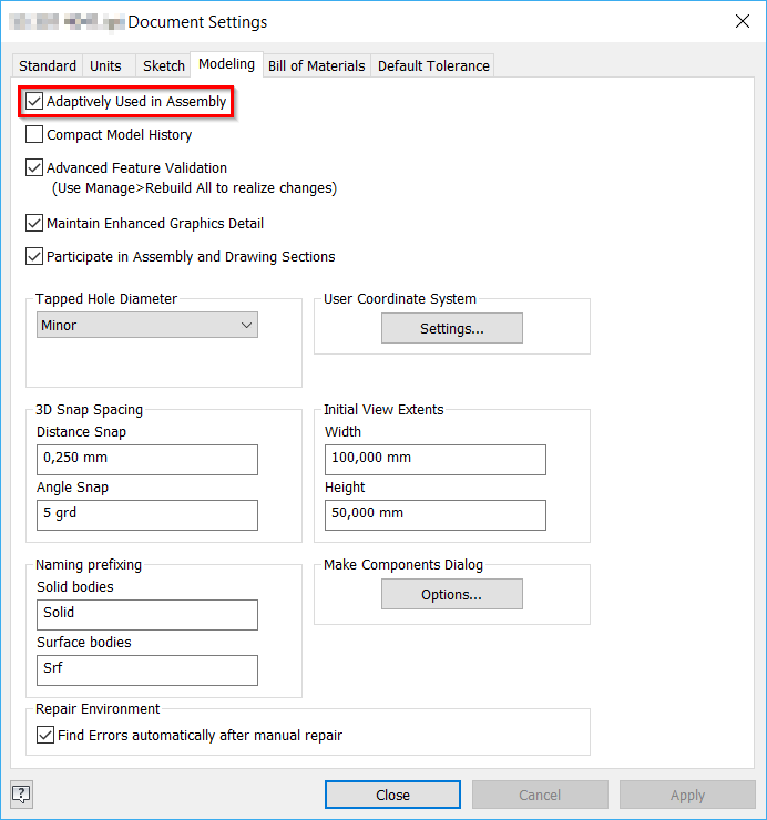 Adaptive is grayed out on certain parts in an Inventor Assembly