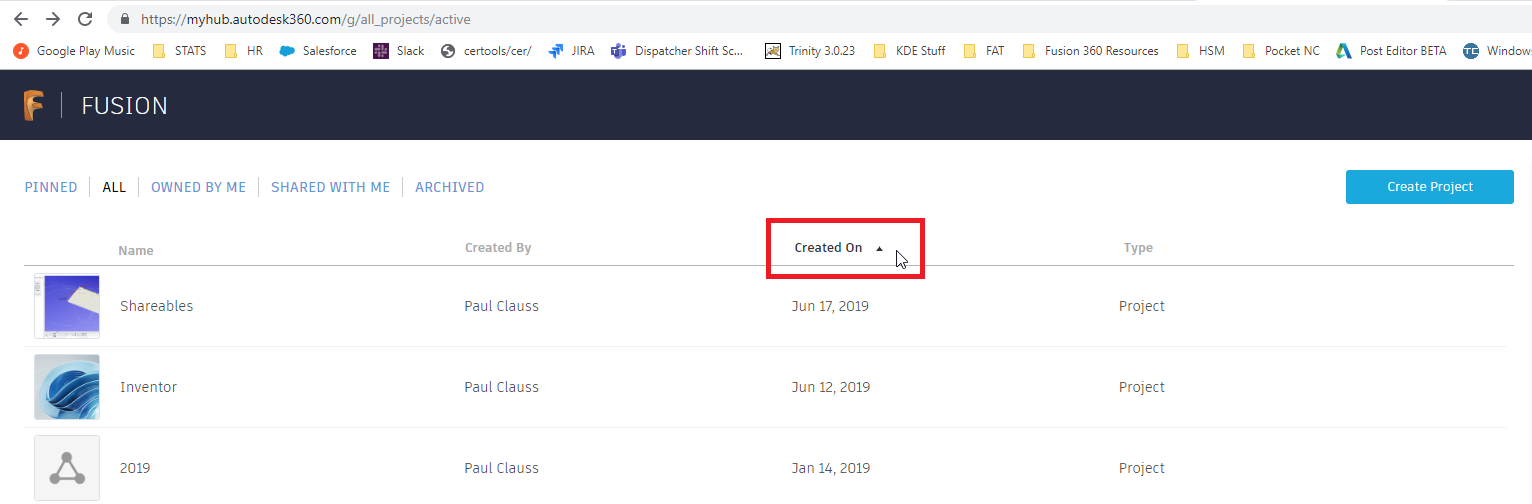 How to sort all Fusion designs by creation date