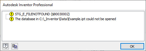 "STG_E_FILENOTFOUND ($80030002)" is shown when open a file in Inventor