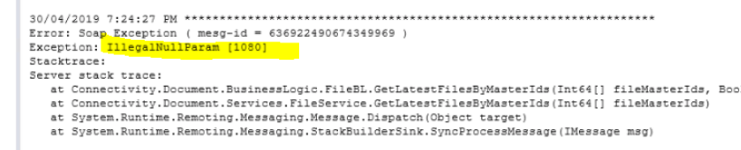 "Illegal null parameter passed to server" in Revits Vault Addin when trying to "Load Family"