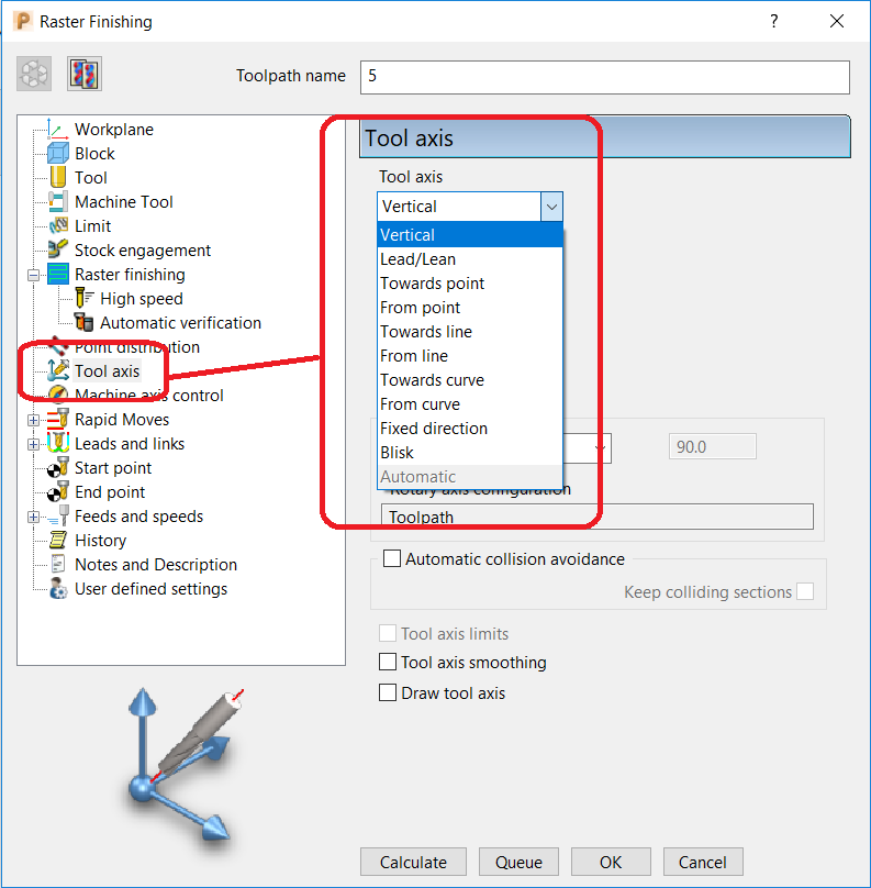 "Postprocessor Error - Broken connection: error NCB0233 can't reach desired tool direction" when ...