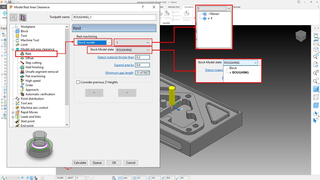 How to use a stock model for rest machining in PowerMill