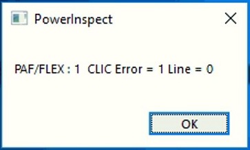 "PAF/FLEX : 1 Erro CLIC = 1 Linha = 0" ao iniciar o PowerInspect