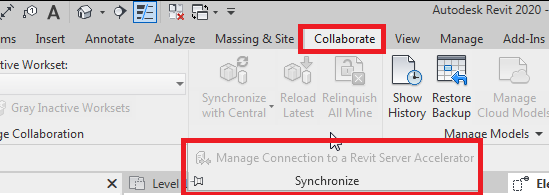 Gérer la connexion à Revit Server L’accélérateur est désactivé dans Revit