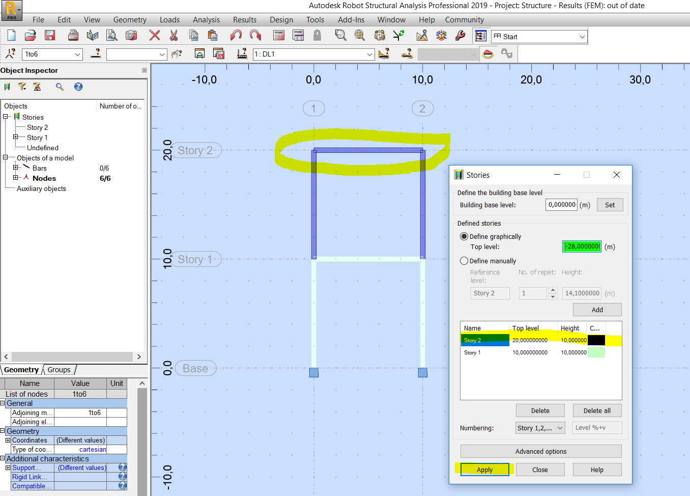 "There are no nodes in the floor plane. It is impossible to apply forces for the static seismic ...