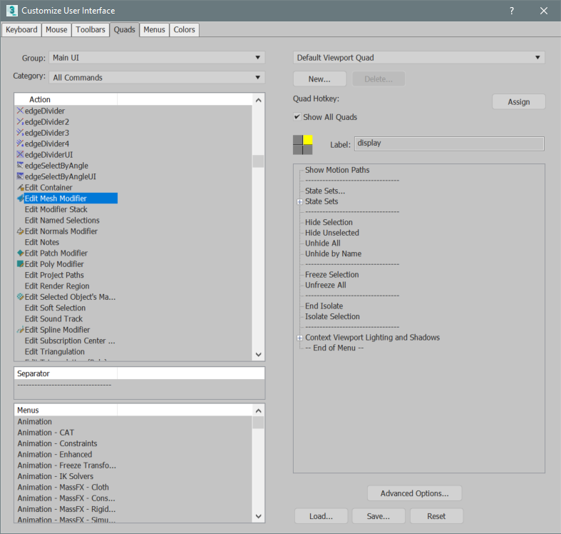 How to customize and navigate quickly through the 3ds Max Modifier List