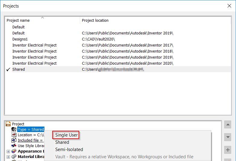 "The file is checked out to another user (...) and/or workspace" after opening an Inventor File