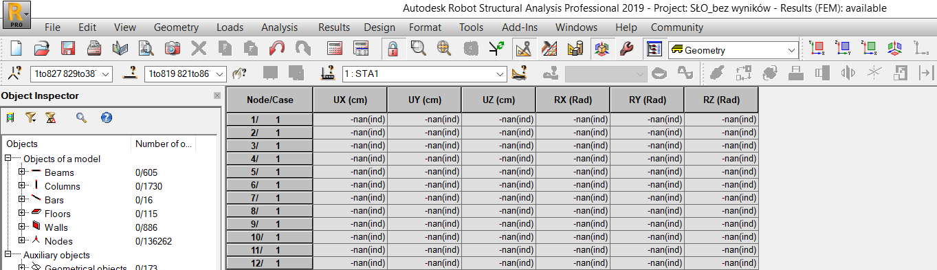 "-nan(ind)" or unreasonably high values in results tables for model with rigid material defined ...