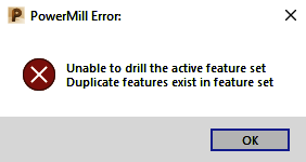 "Unable to drill the active feature set. Duplicate features exist in feature set" when ...