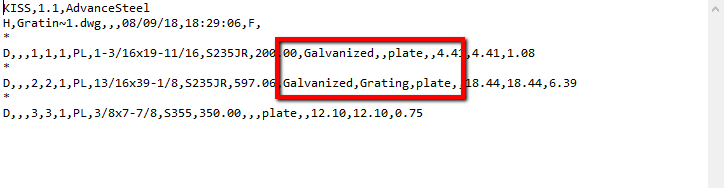 Export of grating elements to KISS (kss) file from Advance Steel model