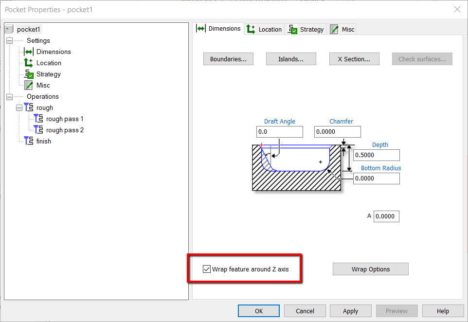 How to create a toolpath for OD wrapped pocket in FeatureCAM