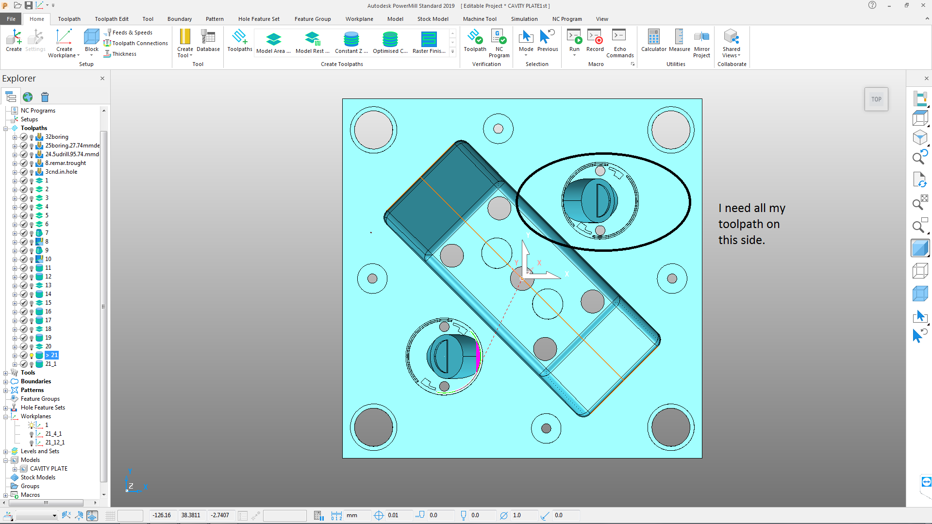 How to rotate a toolpath in PowerMill