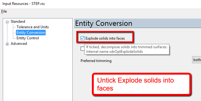 Missing surfaces on importing step files into Powershape