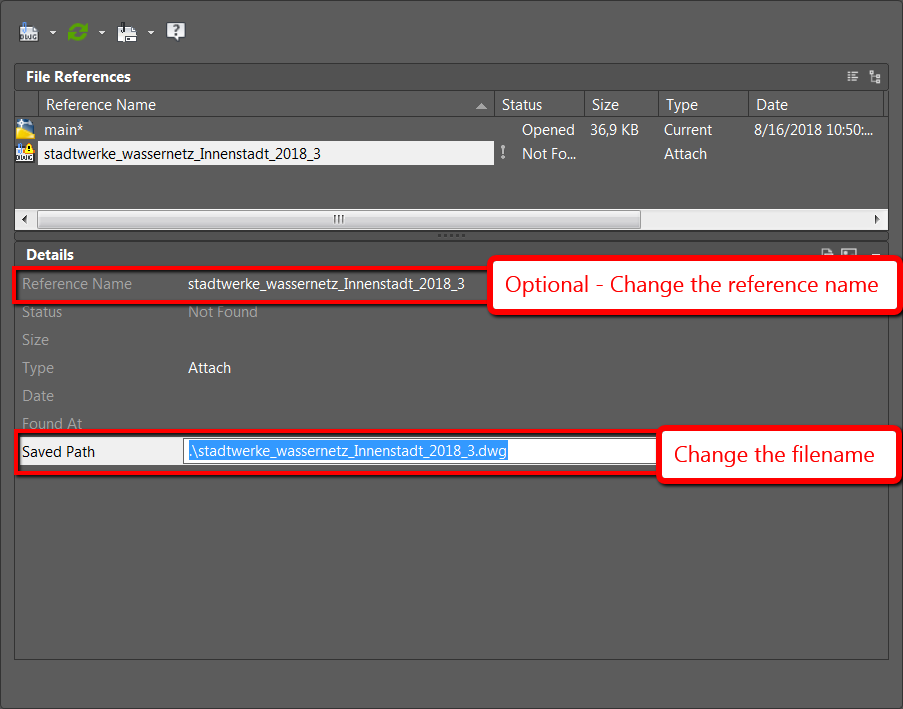 How To Change The File Or File Name Of An External Reference XREF In 