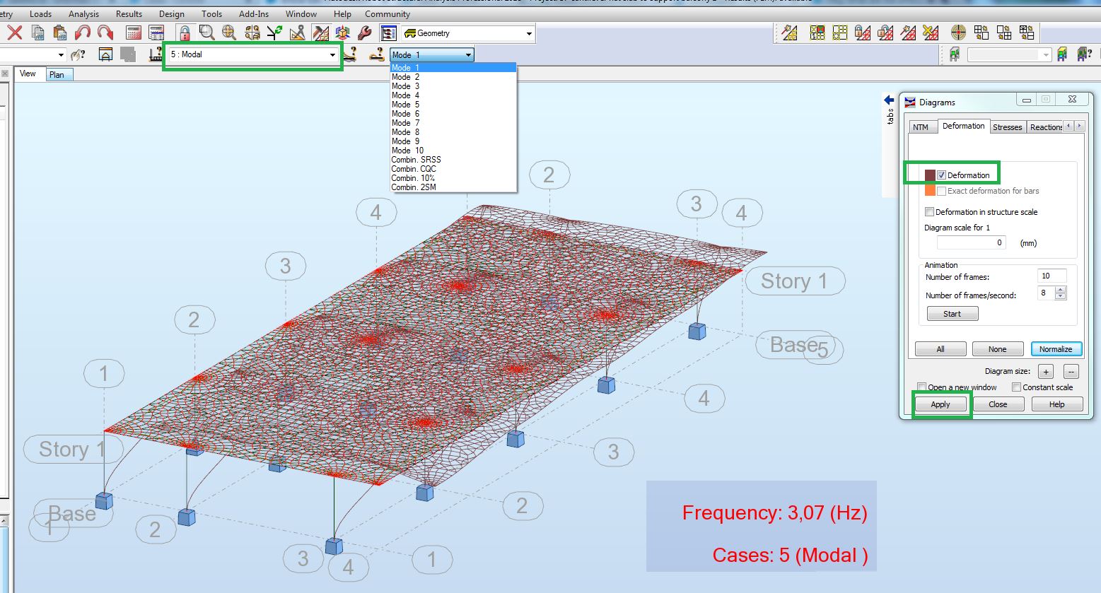 How To Display Shapes And Eigenvalues Of Modal Vibrations In Robot Structural Analysis