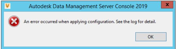 "An error occurred when applying configuration..." message and "...CategoryAlreadyExists [3705 ...