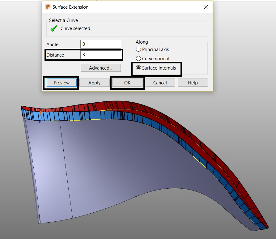 How to extend surface edge in PowerShape