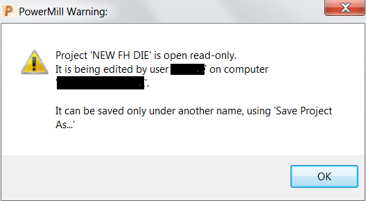 "Project is open read-only. It can be saved only under another name ...