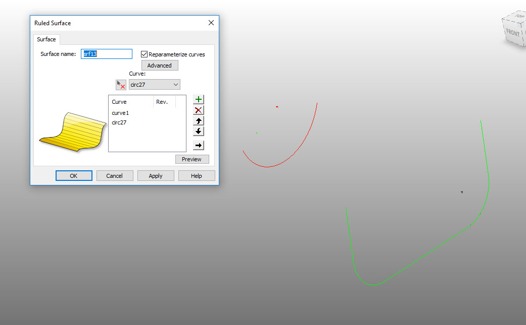 How to create a linear surface from multiple curves in FeatureCAM