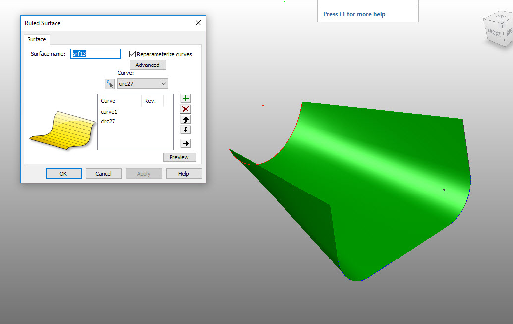 How to create a linear surface from multiple curves in FeatureCAM