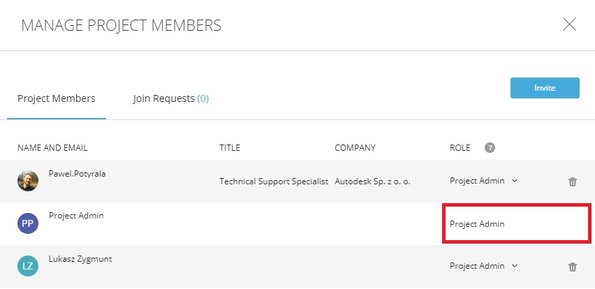 Unable to change the role of a Project Admin in an Autodesk Fusion Team Hub