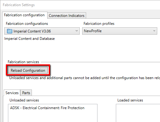 Changes made to a Fabrication database are not loaded in Revit